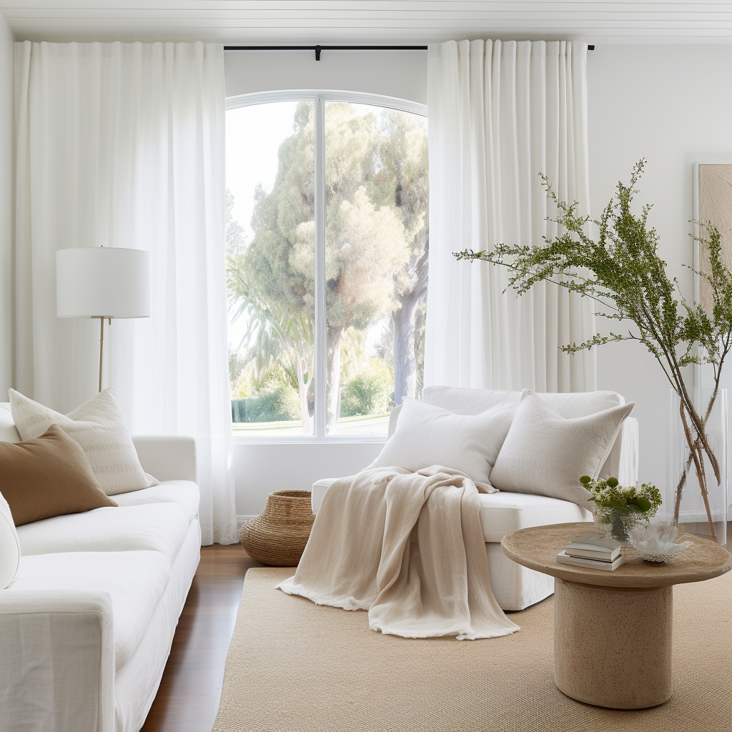 White & Off-White Linen Curtains - Voile & Blackout