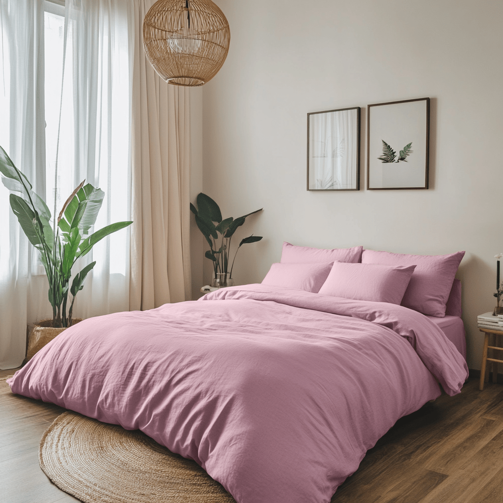 Dusty Rose Soft Linen Duvet Cover Set - 100% Natural Washed Linen - Ki