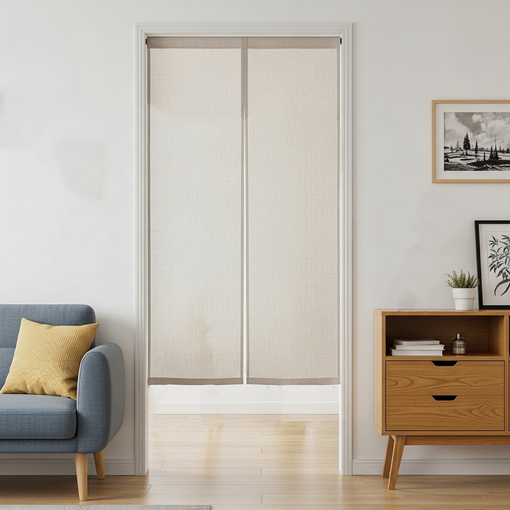 Ecru Heavy Weight Linen Noren Curtain - Japanese Curtains - Noren Drap