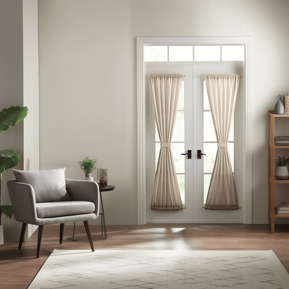 Modern Heavyweight Ecru Linen French Door Curtain Panel