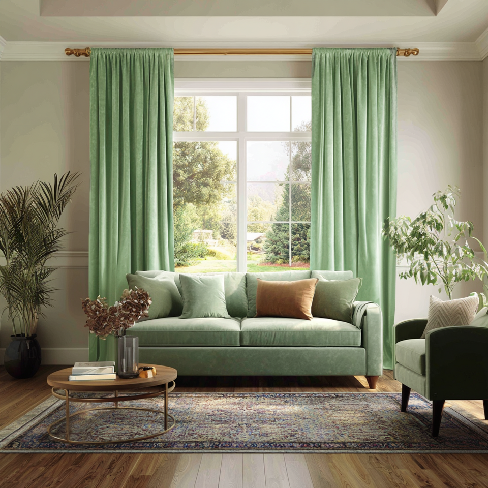 Lime Green Velvet Blackout Rod Pocket Curtain - Custom Sizes: 90"x90 ...