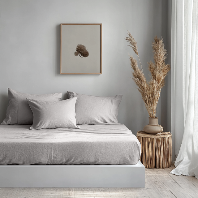 Stone Light Grey Fitted Sheet - 100% Linen - Single, Small Double ...