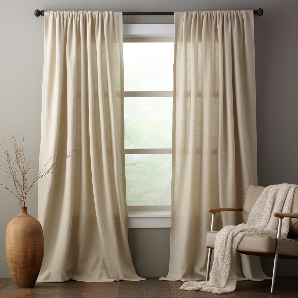 Cream Rod Pocket Linen Curtains - Custom Sizes: 90"x90", 66"x54", 90 ...