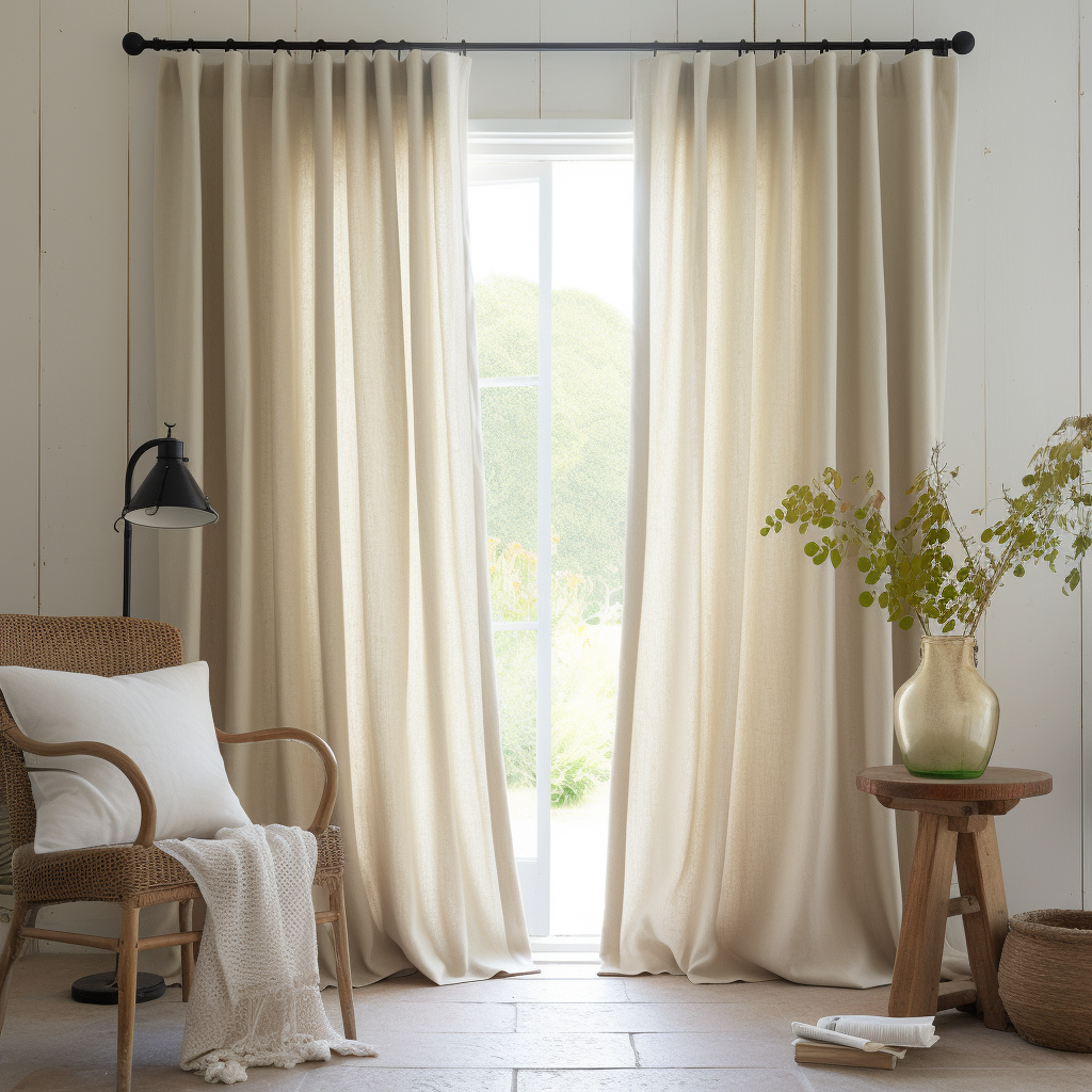 Cream S-fold Linen Curtains - Suitable for Rings and Hooks or Track ...