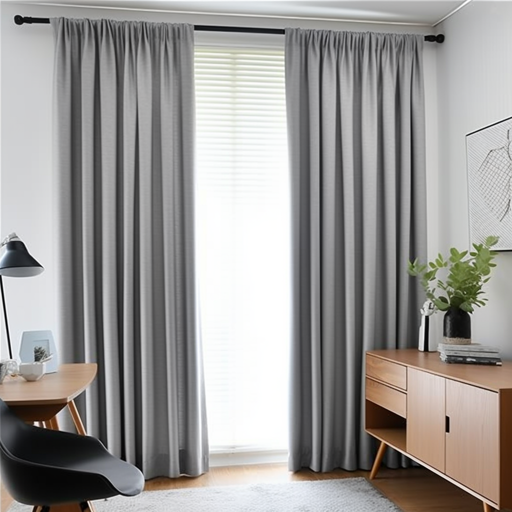 Grey Blackout Linen Rod Pocket Curtains - Custom Sizes: 90"x90", 66"x54 ...