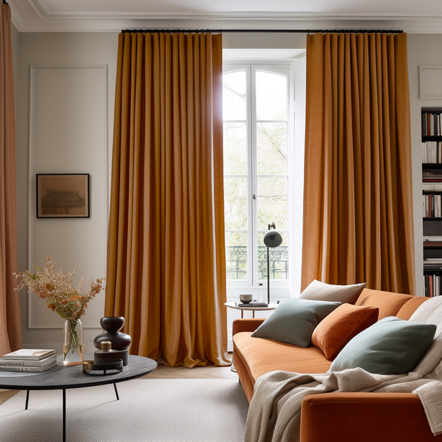 Heavy Linen Terracotta Coloured Curtains - Custom Heading - Custom ...
