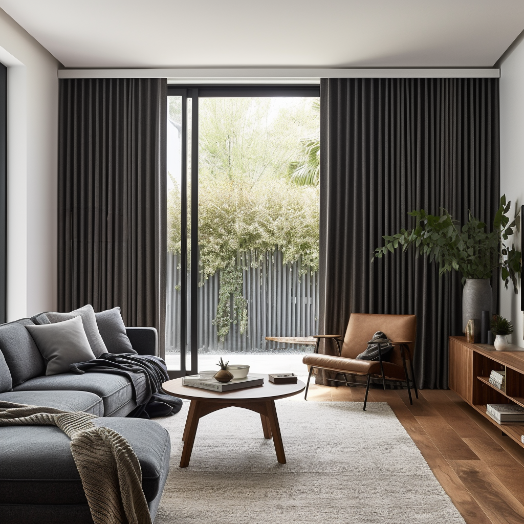 S-fold Black Linen Curtains with Blackout Lining - Heading for Rings ...