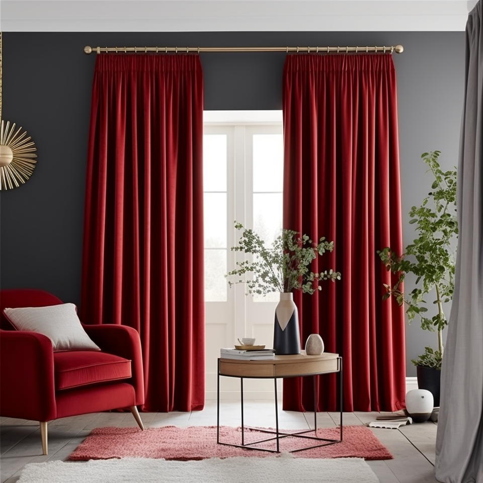 Velvet Pencil Pleat Curtain Panel - Custom Sizes: 90"x90", 66"x54", 90 ...