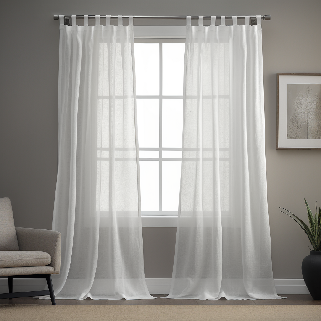 White Voile Linen Tab Top Curtain - Unlined Sheer Linen Curtains ...