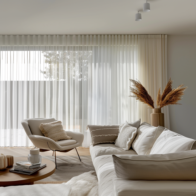 White Wave Voile Linen Curtain Designed for Track - Custom Sizes: 90 ...
